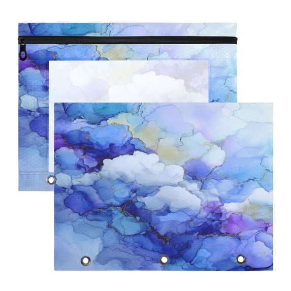 2Pcs A4 Document Pouch Set 3 Ring Binder Pencil Pouch Clear Window ...