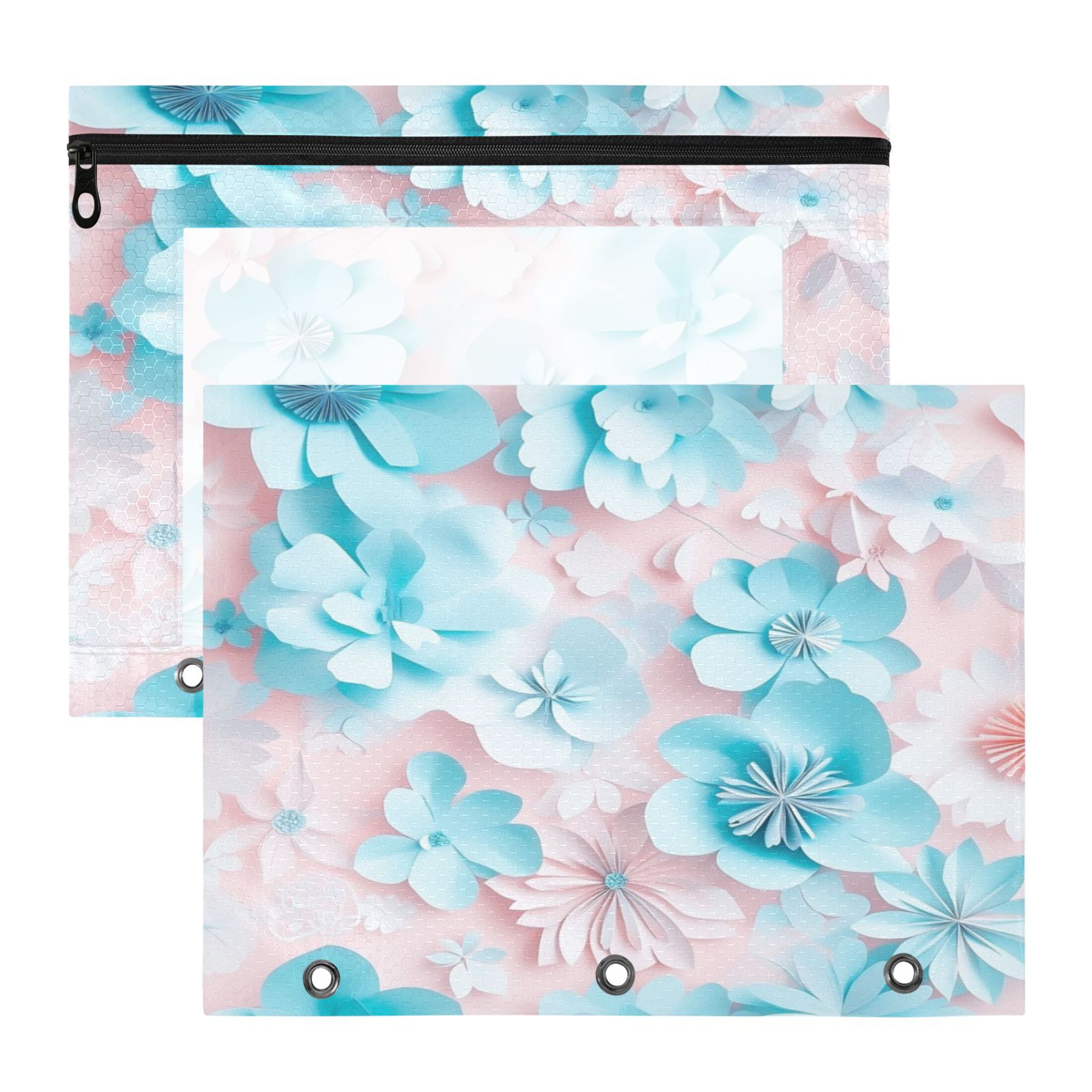 2Pcs A4 Document Pouch Set 3 Ring Binder Pencil Pouch Clear Window ...