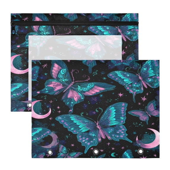 2Pcs A4 Document Pouch Set 3 Ring Binder Pencil Pouch Clear Window ...