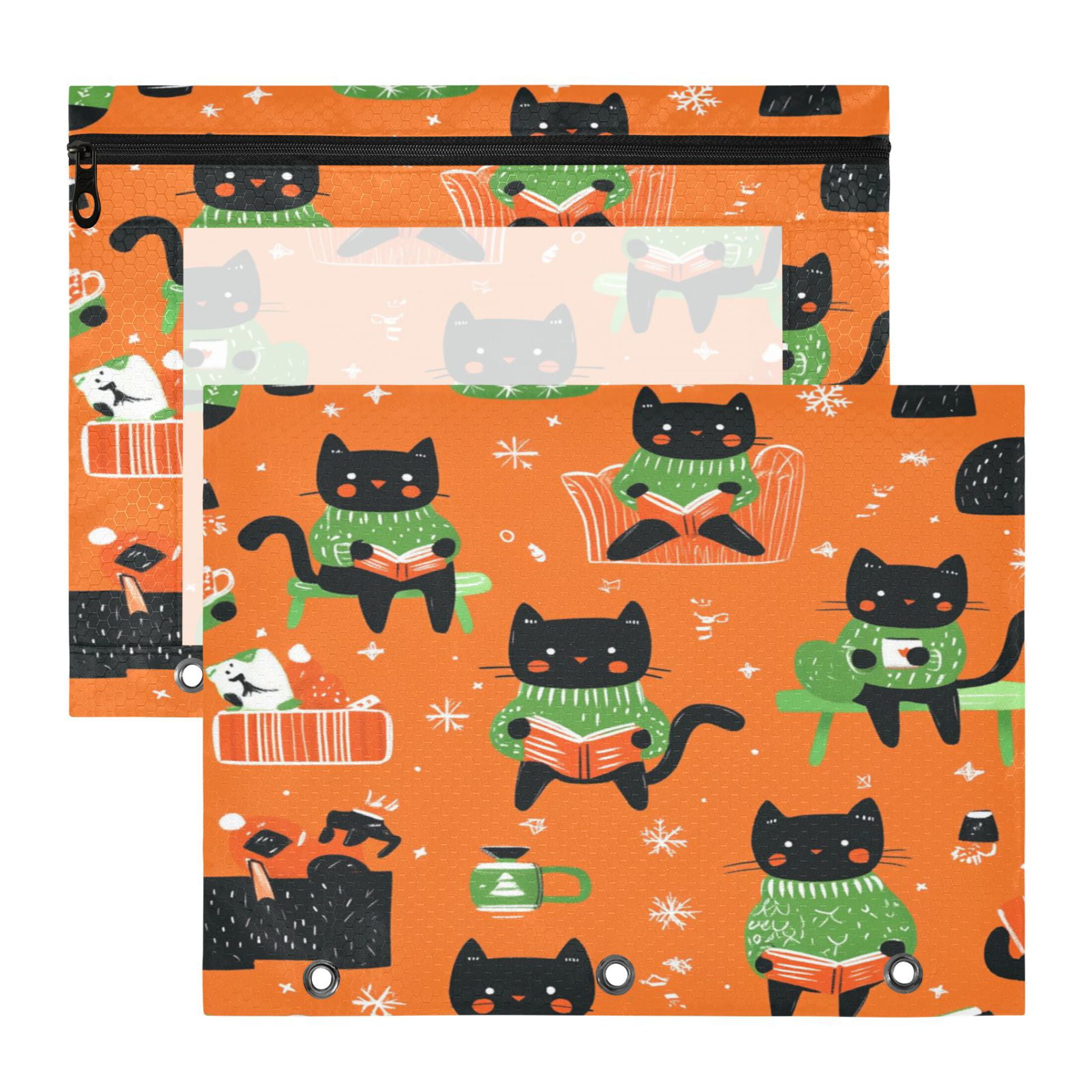 2Pcs A4 Document Pouch Set 3 Ring Binder Pencil Pouch Clear Window Pencil Case for Binder for ...