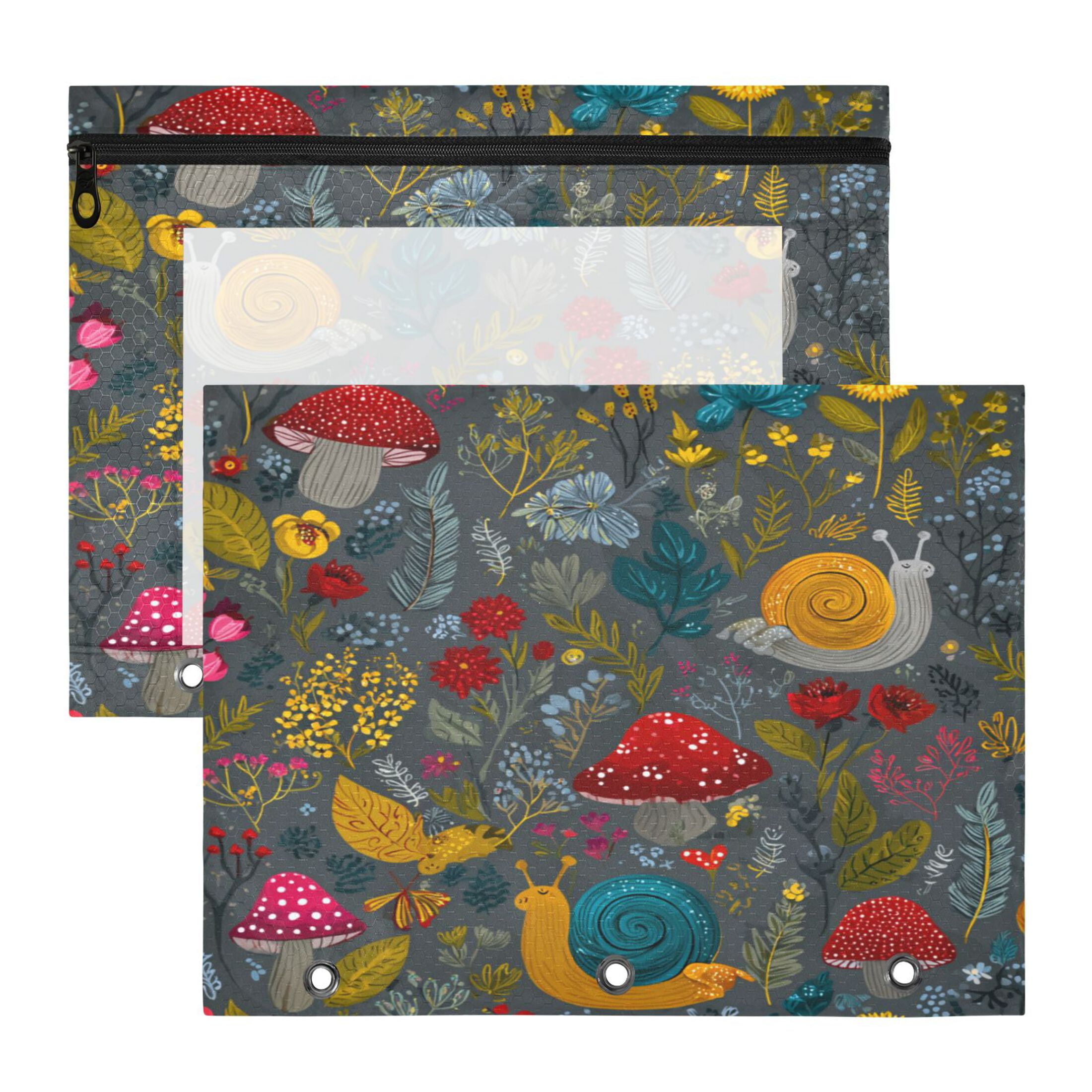 2Pcs A4 Document Pouch Set 3 Ring Binder Pencil Pouch Clear Window ...