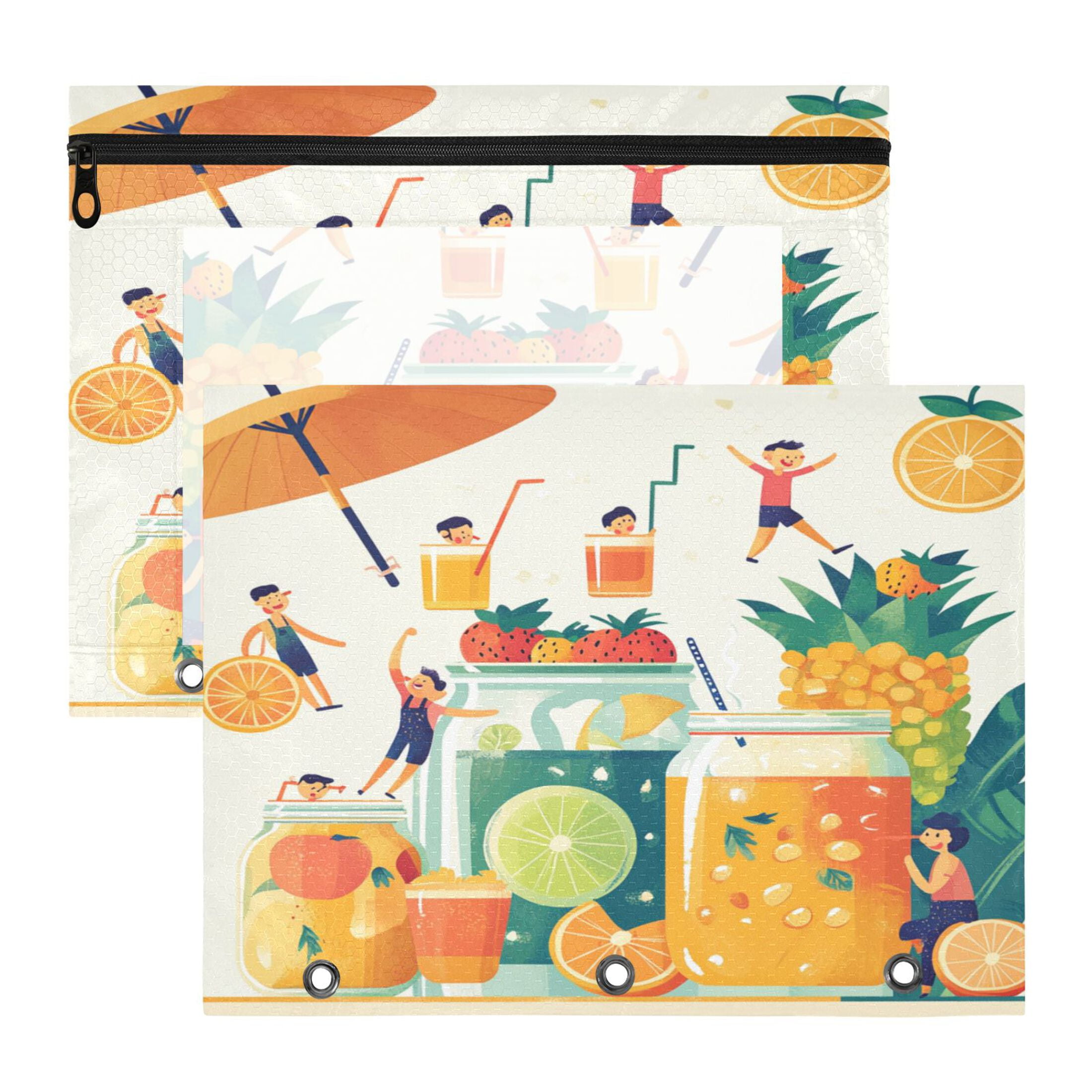 2Pcs A4 Document Pouch Set 3 Ring Binder Pencil Pouch Clear Window ...