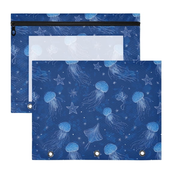 2Pcs A4 Document Pouch Set 3 Ring Binder Pencil Pouch Clear Window ...