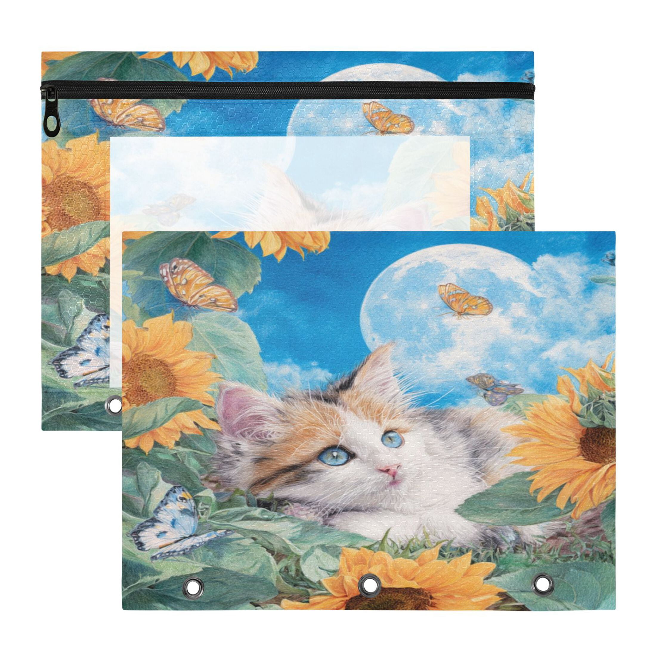 2Pcs A4 Document Pouch Set 3 Ring Binder Pencil Pouch Clear Window ...