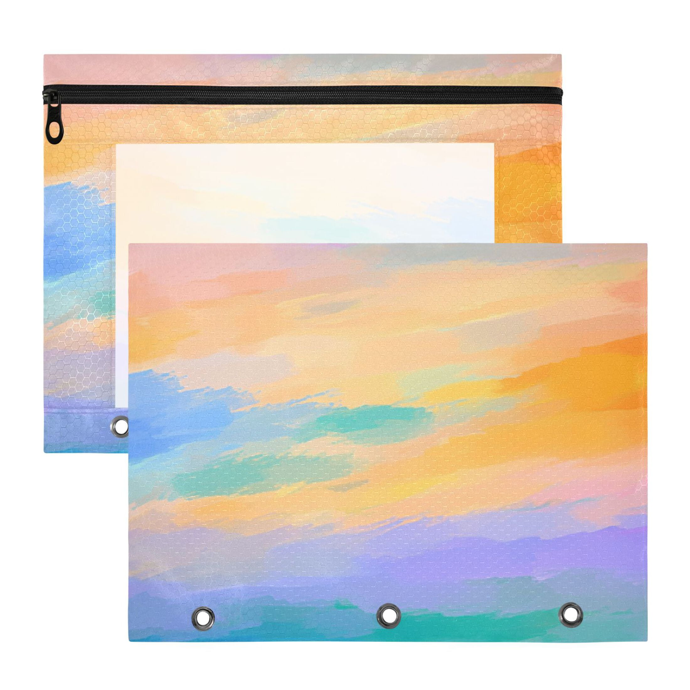 2Pcs A4 Document Pouch Set 3 Ring Binder Pencil Pouch Clear Window ...