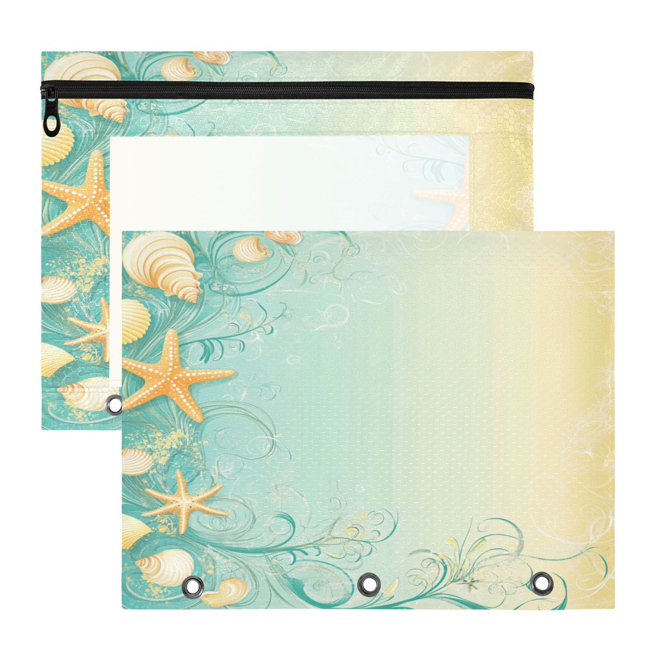 2Pcs A4 Document Pouch Set 3 Ring Binder Pencil Pouch Clear Window ...