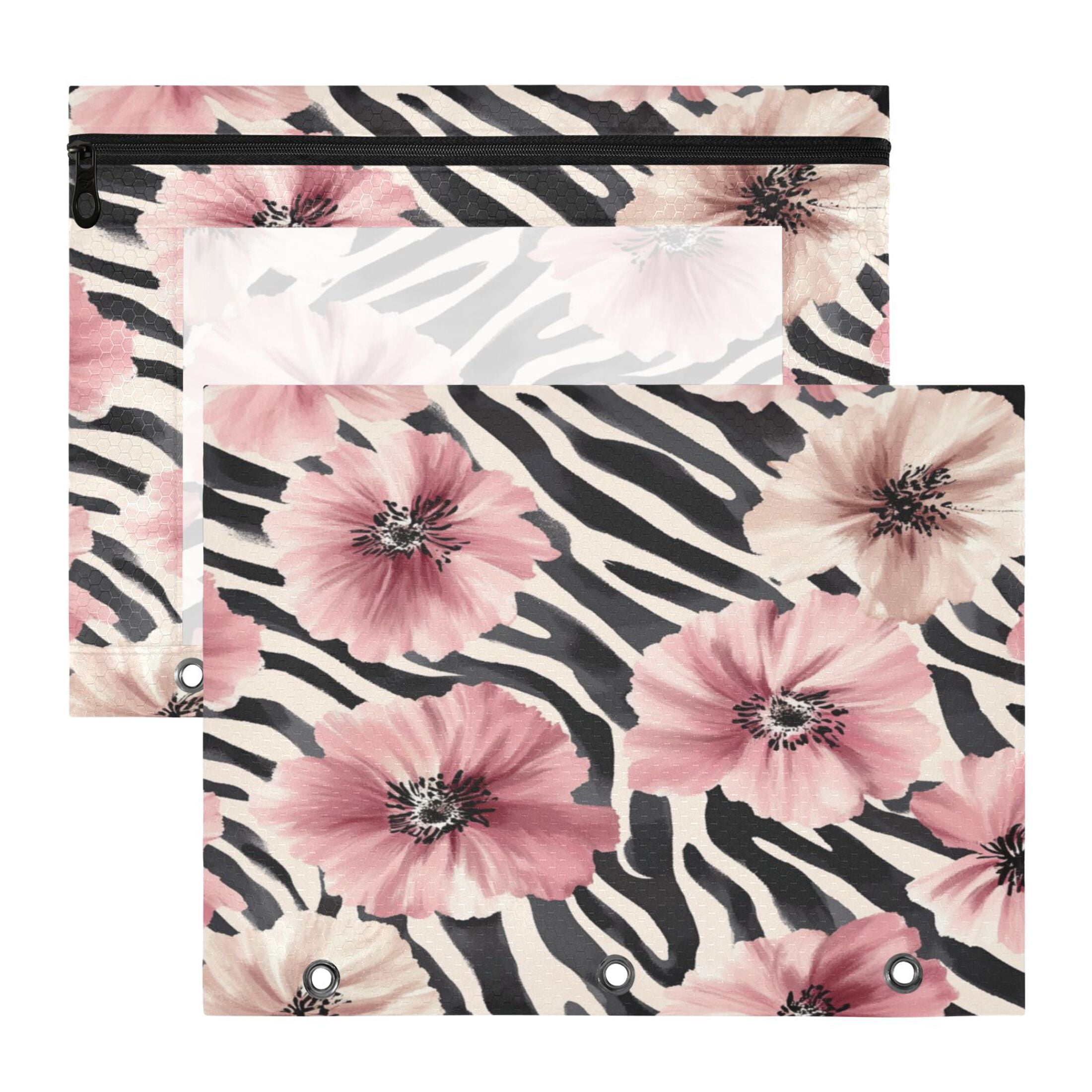 2Pcs A4 Document Pouch Set 3 Ring Binder Pencil Pouch Clear Window ...
