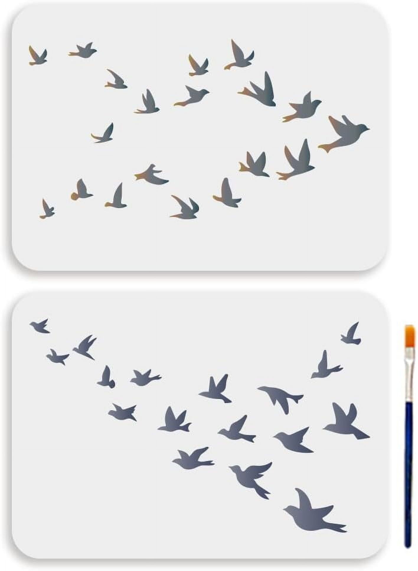 2Pcs A4 Size Bird Flock Template 11.7x8.3inchs Birds Murmuration ...