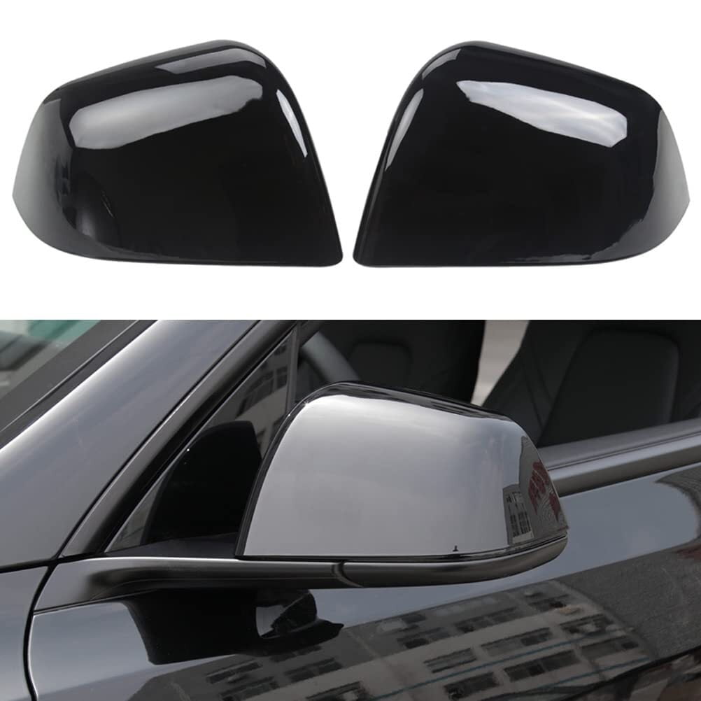 2Pcs ABS Bright Carbon Fiber Style Rearview Mirror Cover Door Side ...