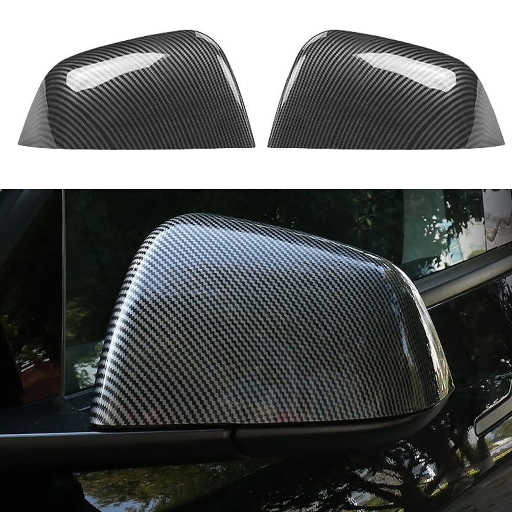 2Pcs ABS Bright Carbon Fiber Style Rearview Mirror Cover Door Side ...