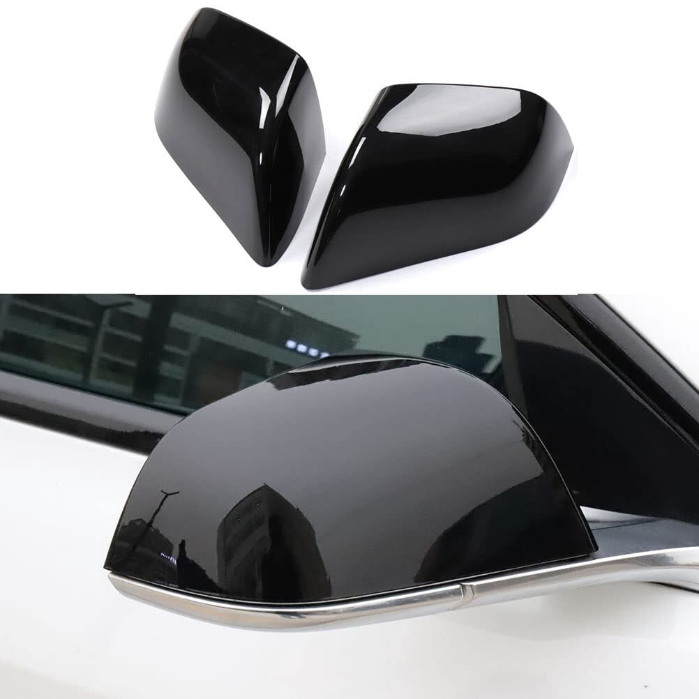 2Pcs ABS Bright Carbon Fiber Style Rearview Mirror Cover Door Side ...