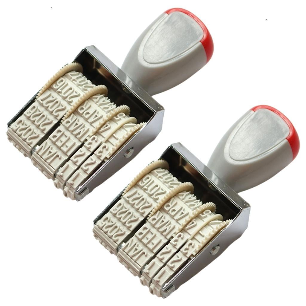2Pcs ABS English Date Roller Stamper Adjustable Stamper Line Dater For ...