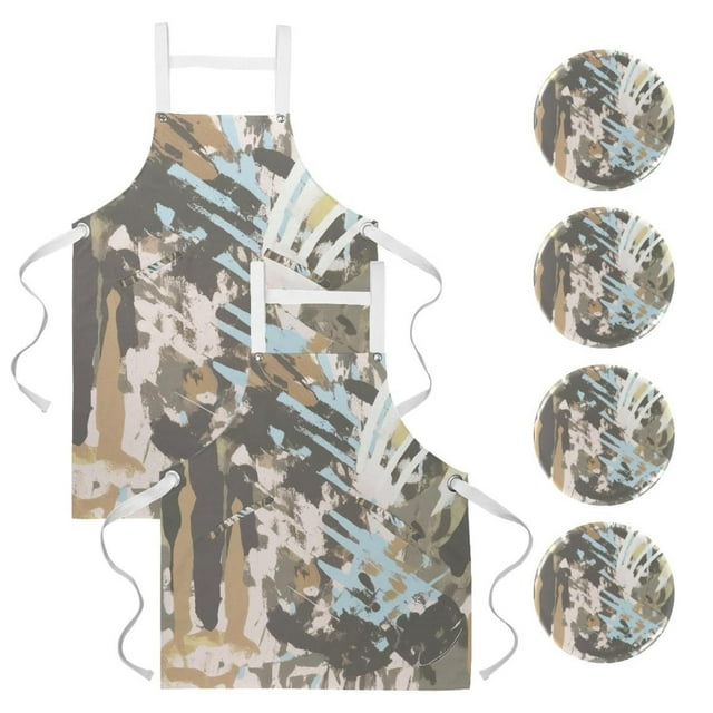 2Pcs Abstract Graffiti Versatile Aprons Set - Kitchen, Baking,Cooking ...
