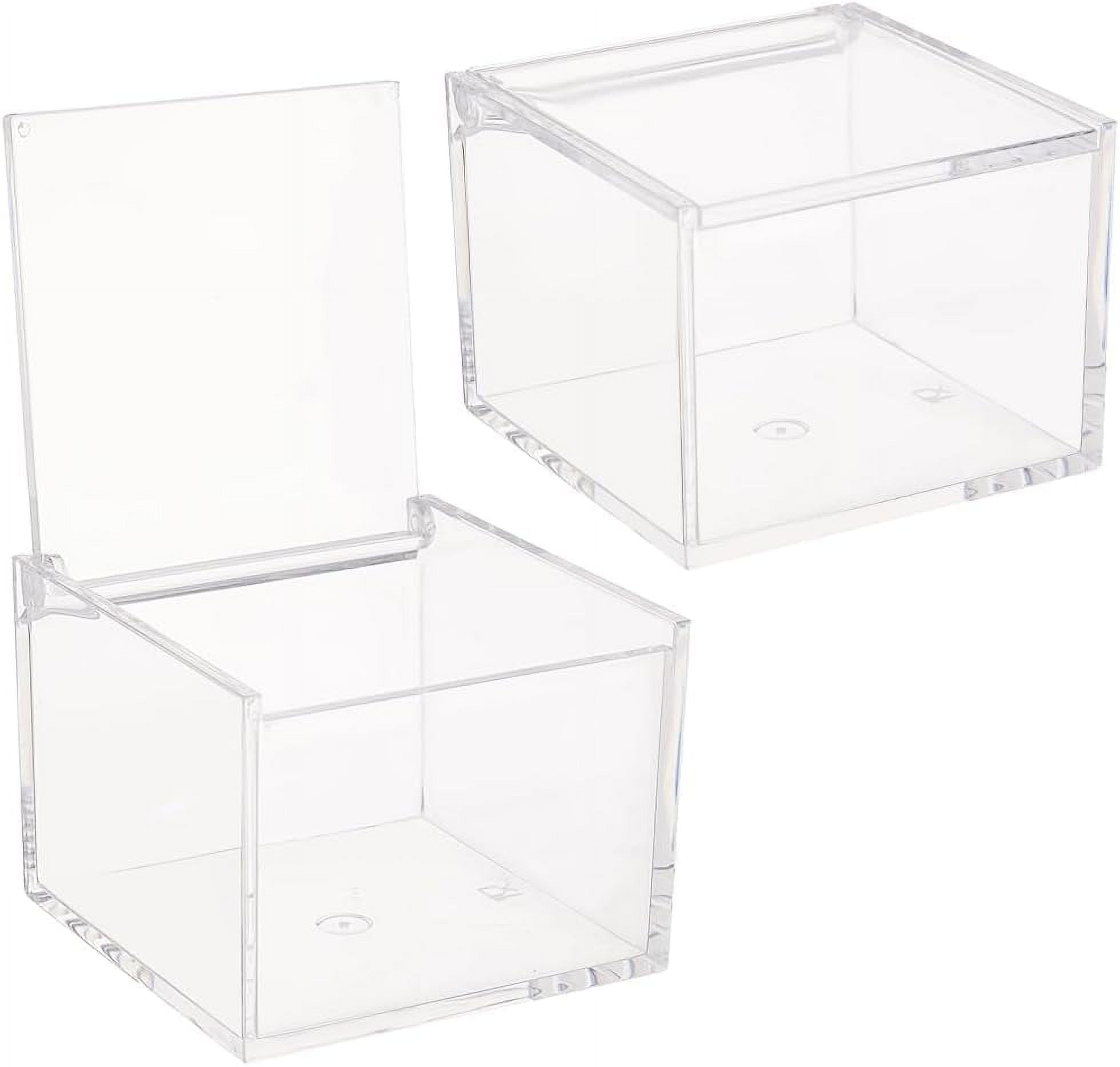 2Pcs Acrylic Box with Lid 3x3x2.3inch Clear Cube Display Case Storage ...