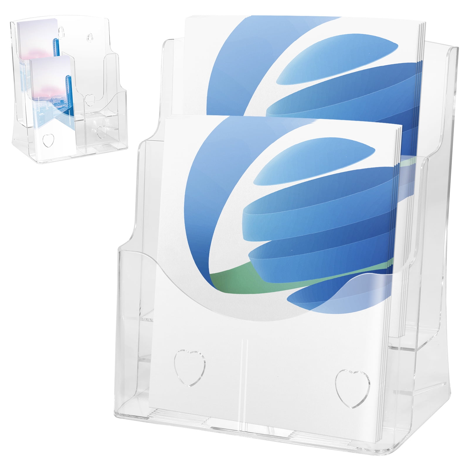 2Pcs Acrylic Brochure Holder 2-Tier Brochure Display Stand with ...