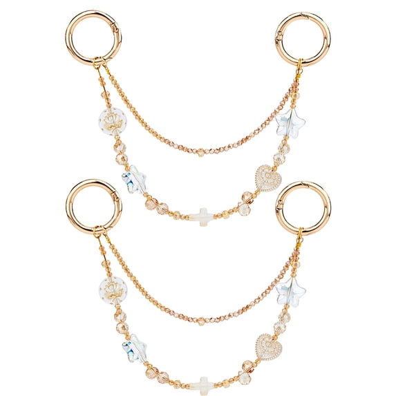 2Pcs Acrylic & Glass Beads Mobile Straps with Alloy Spring Gate Ring ...