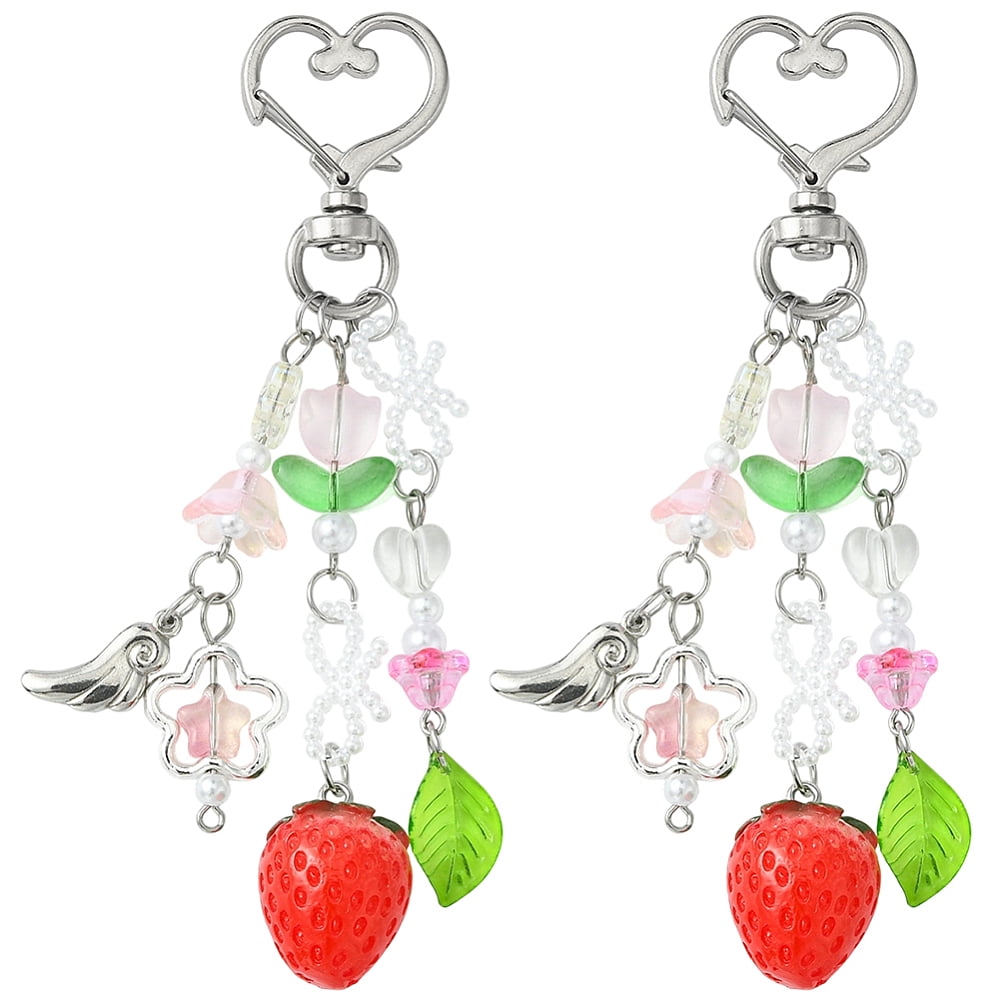2Pcs Acrylic Glass Pendant Decorations with Heart Swivel Lobster Claw ...