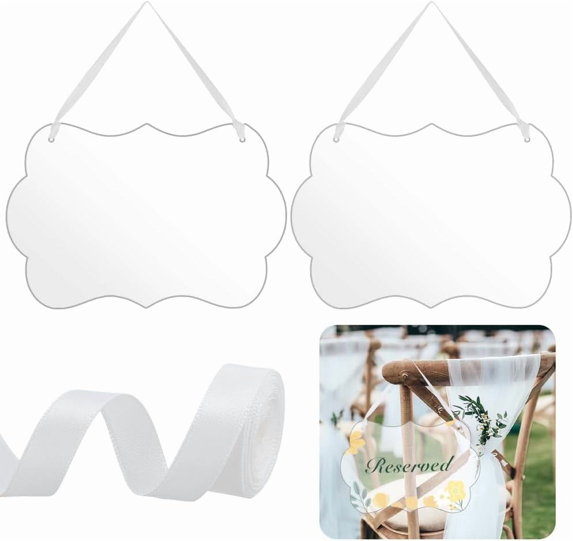 2Pcs Acrylic Hanging Sign Rectangle Reserved Signs for Wedding Chairs ...