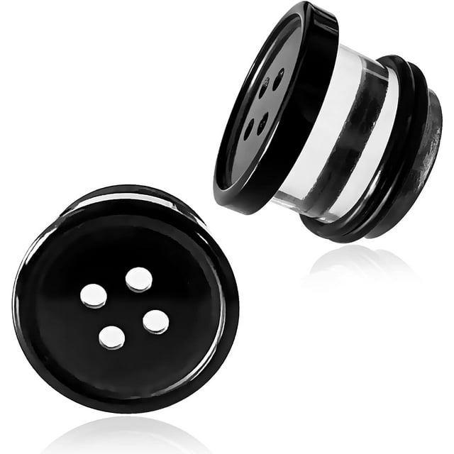 2Pcs Acrylic Plug Gauges for Ears Women Men Black White Button Plug ...