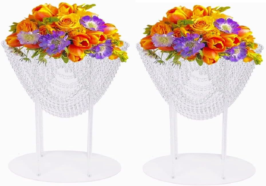 2Pcs Acrylic Vase Wedding Centerpieces, Clear Round Flower Stand with ...