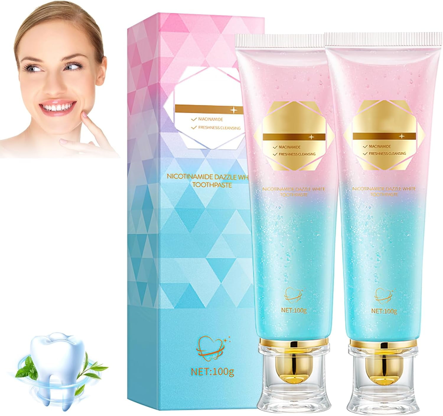 2Pcs Acssart Radiant Whitening Toothpaste,Niacinamide Intensive ...