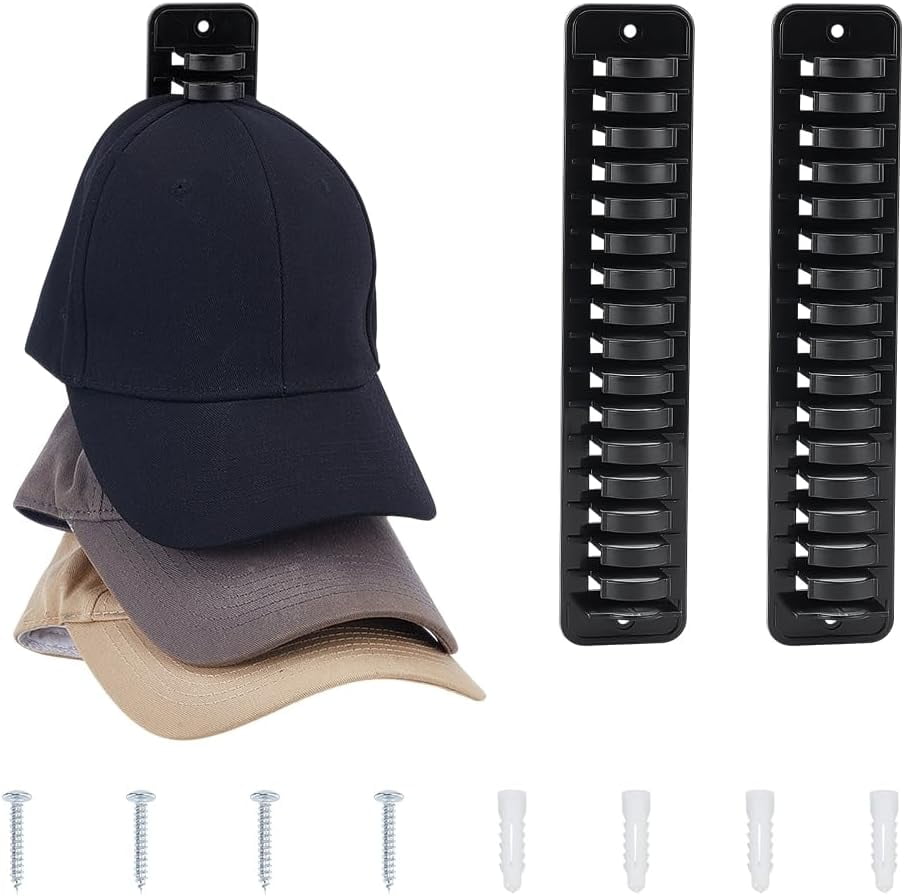 2Pcs Adhesive Hat Storage Rack Multilayer Baseball Cap Wall Mounted ...
