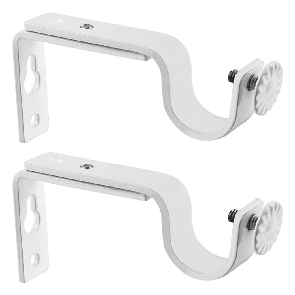 2Pcs Adjustable Curtain Rod Bracket Heavy Duty Wall Mount Curtain Rod ...
