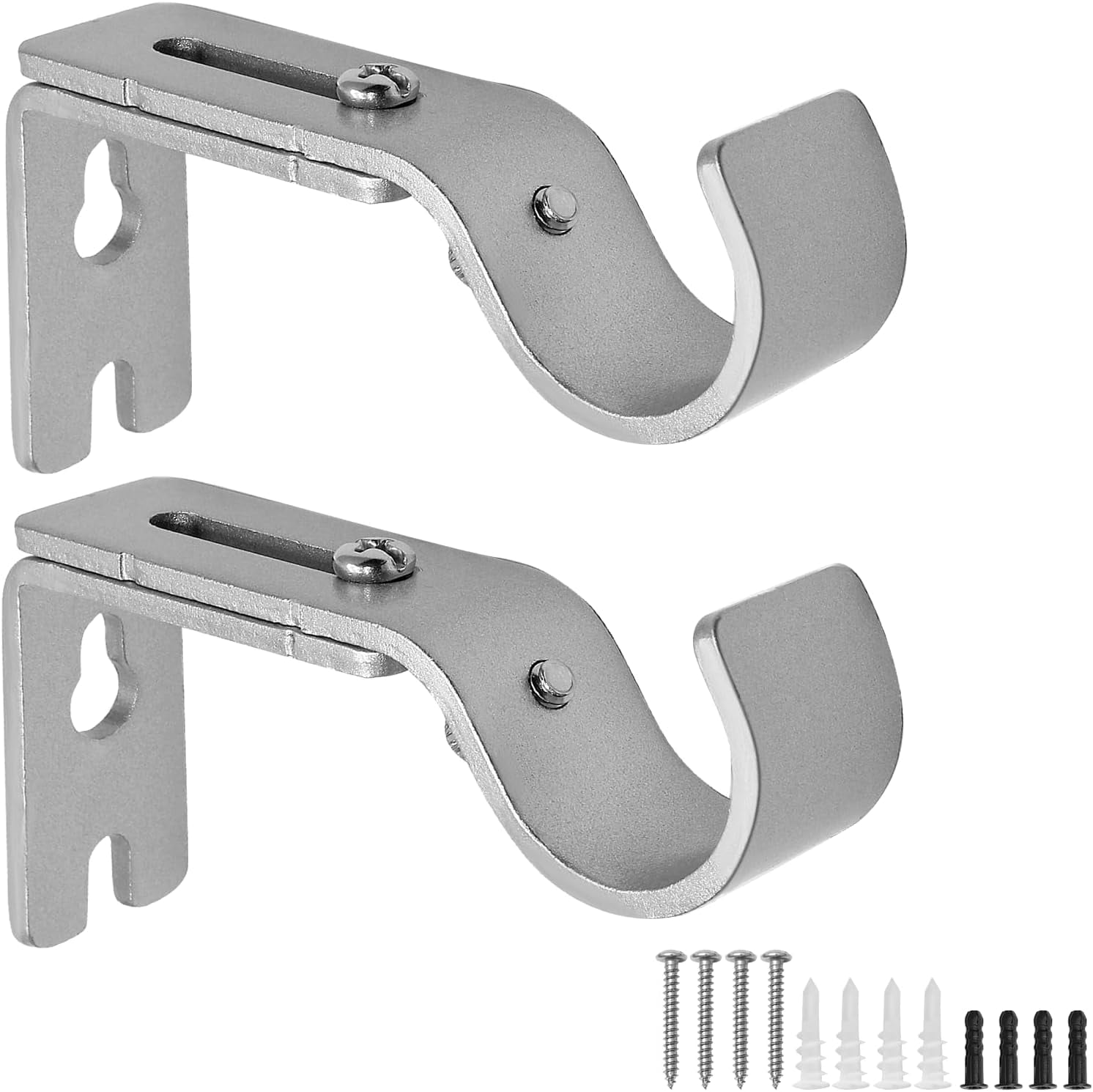 2Pcs Adjustable Curtain Rod Brackets, Metal Curtain Rod Holders Heavy ...