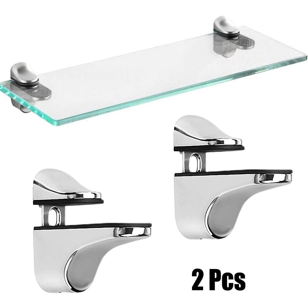 2Pcs Adjustable Glass Shelf Holder Clamps - Bathroom Support Brackets ...