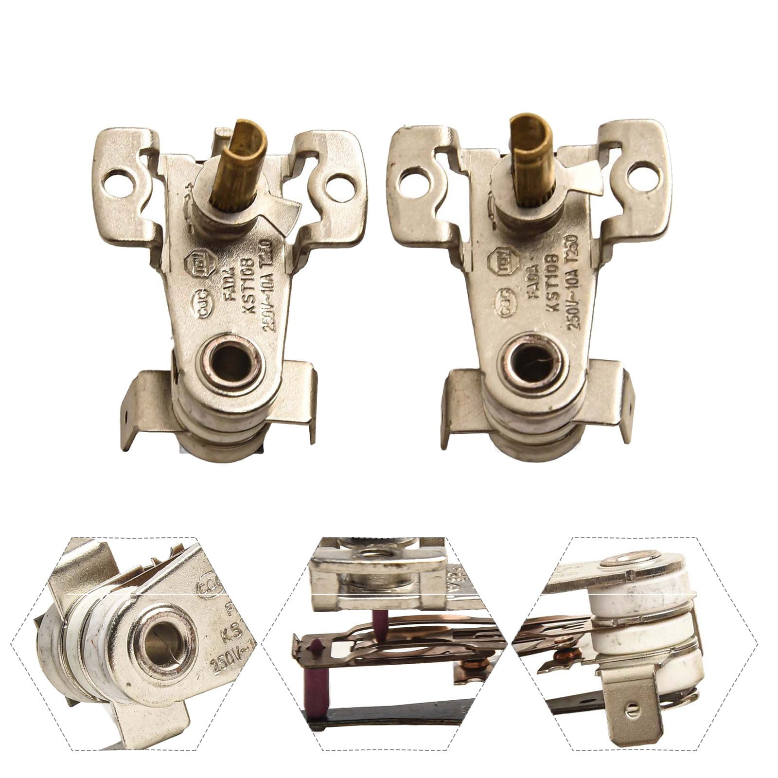 2Pcs Adjustable Temperature Switch Bimetallic Heating Thermostat 90°C ...