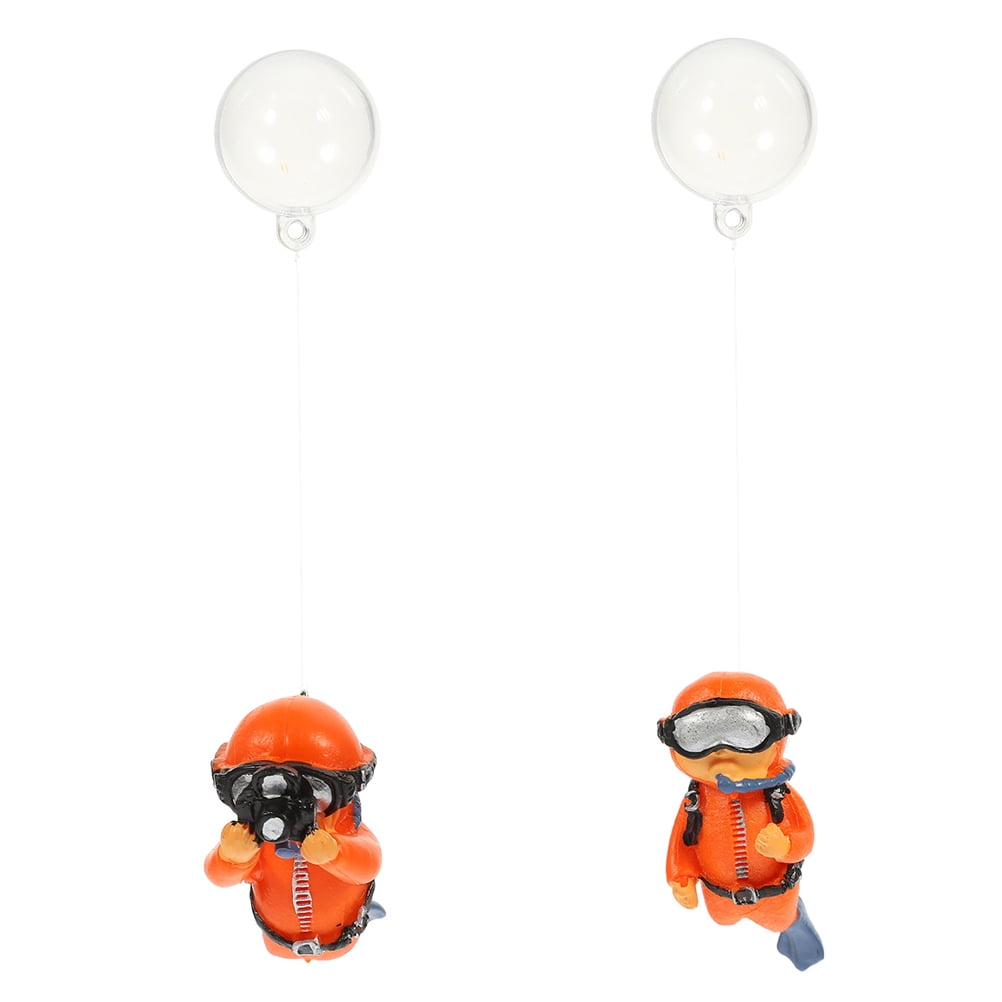 2Pcs Adorable Floating Divers Cartoon Diver Figures Decorative Aquarium ...