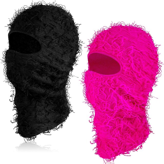 2Pcs Adult Distressed Balaclava Ski Mask Full Face Knitted Balaclava ...
