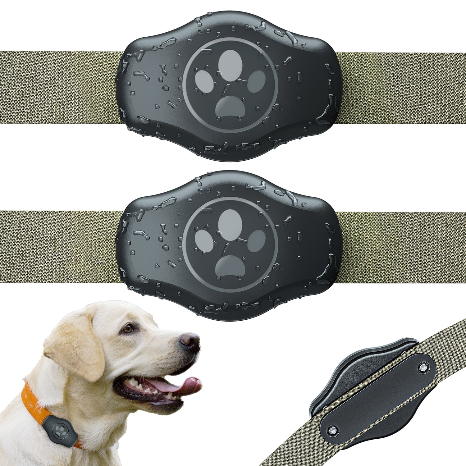 2Pcs Waterproof AirTag Dog Collar Holder, Fits All Pet Collars, Track ...