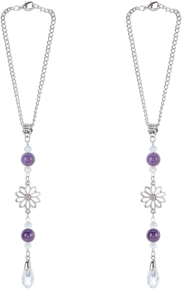 2Pcs Alloy Flower Pendant Decorations Glass Teardrop Charms for ...