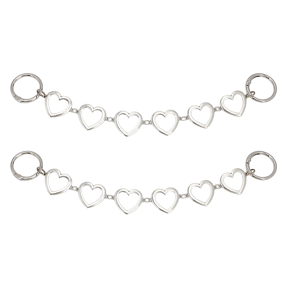 2Pcs Alloy Heart Strap Chains with Iron Ring for DIY Shoes Decoration ...