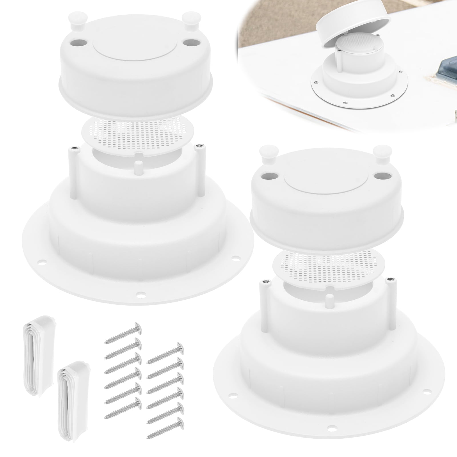 2Pcs Aluminum RV Roof Sewer Plumbing Vent Cap Replacement Camper Sewer ...