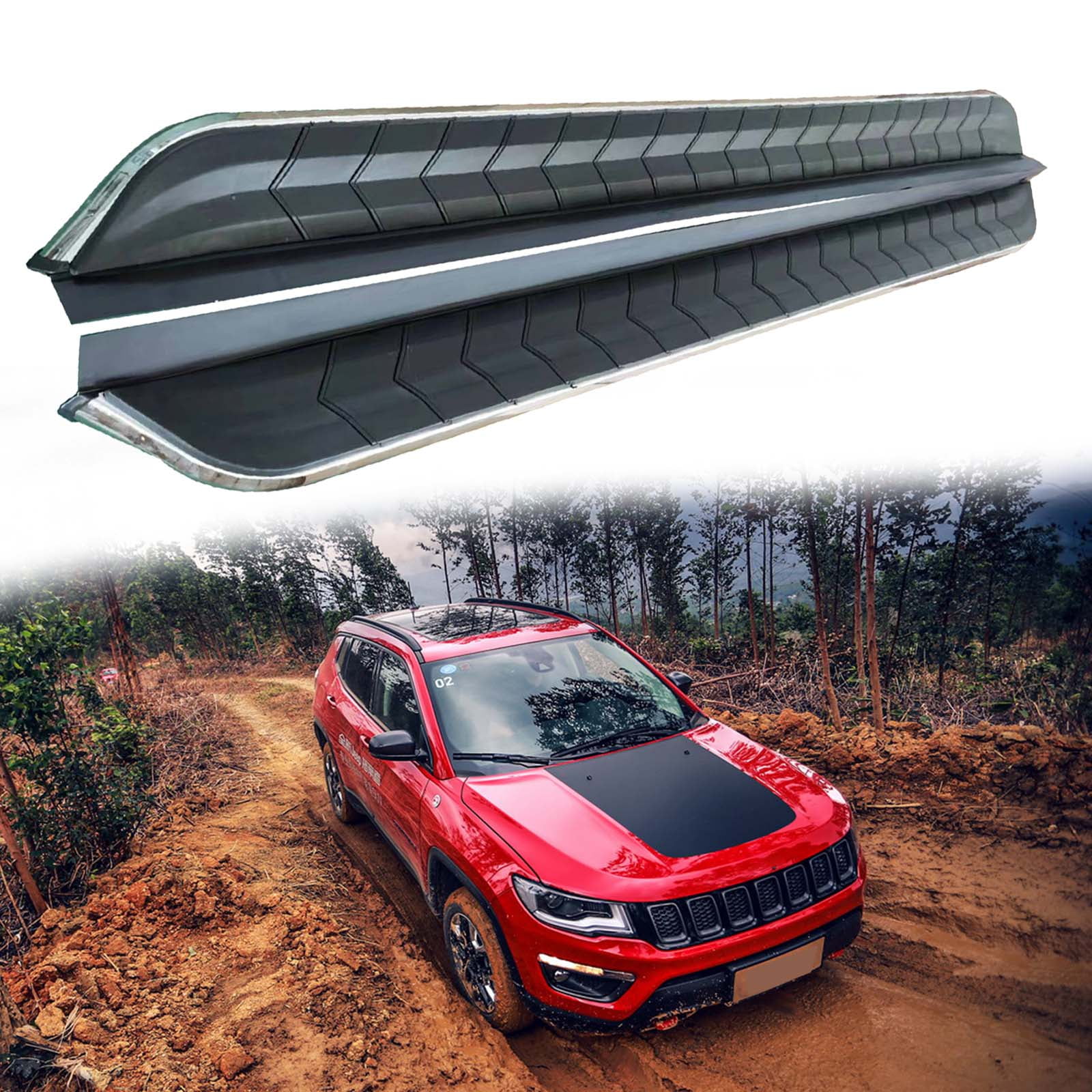2Pcs Aluminum Running Boards Fit for Jeep Compass 2017 2018 2019 2020 ...