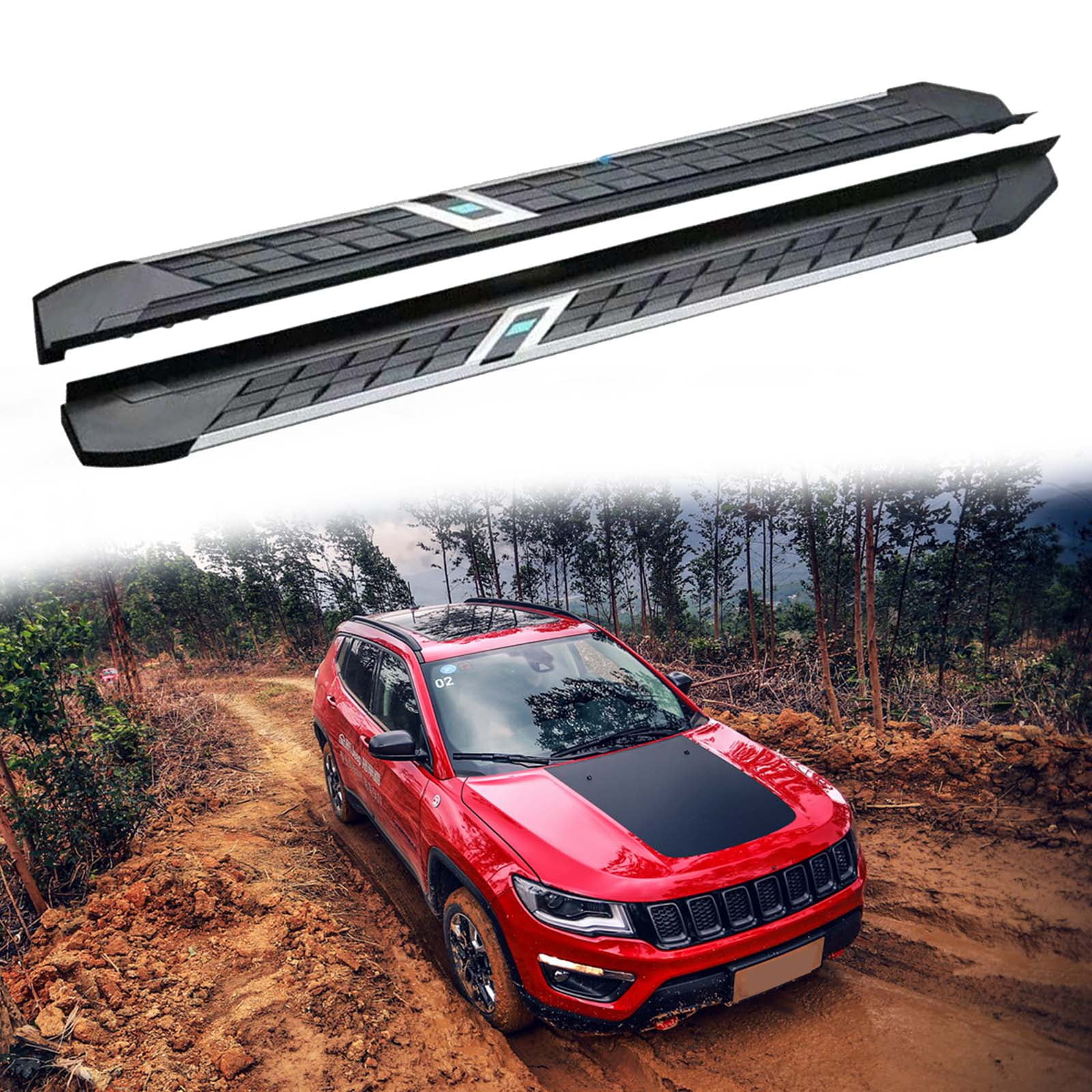 2Pcs Aluminum Running Boards Fit for Jeep Compass 2017 2018 2019 2020 ...