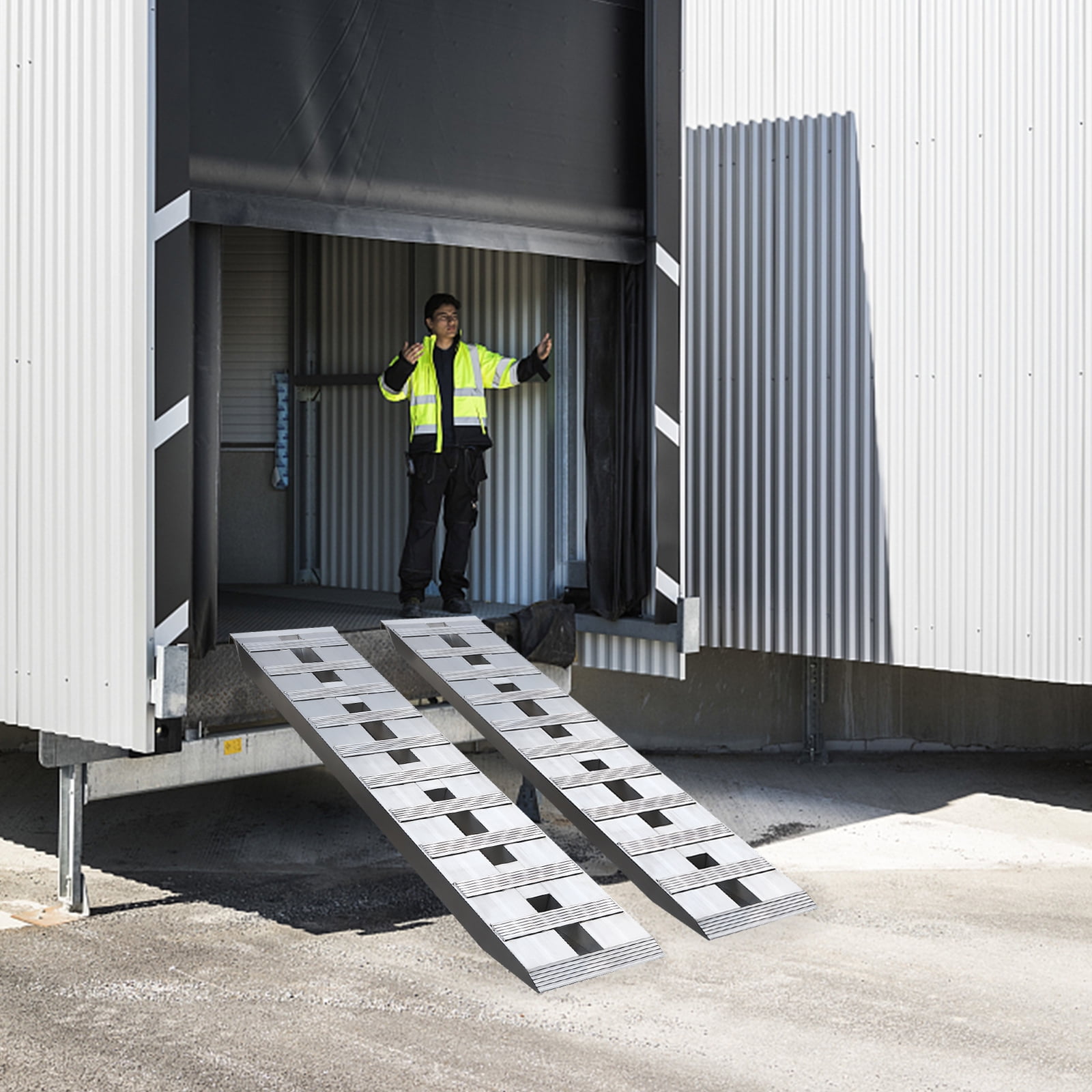 2Pcs Aluminum Trailer Ramps, 60" x 12" 6000lbs Heavy-Duty Loading Ramps ...