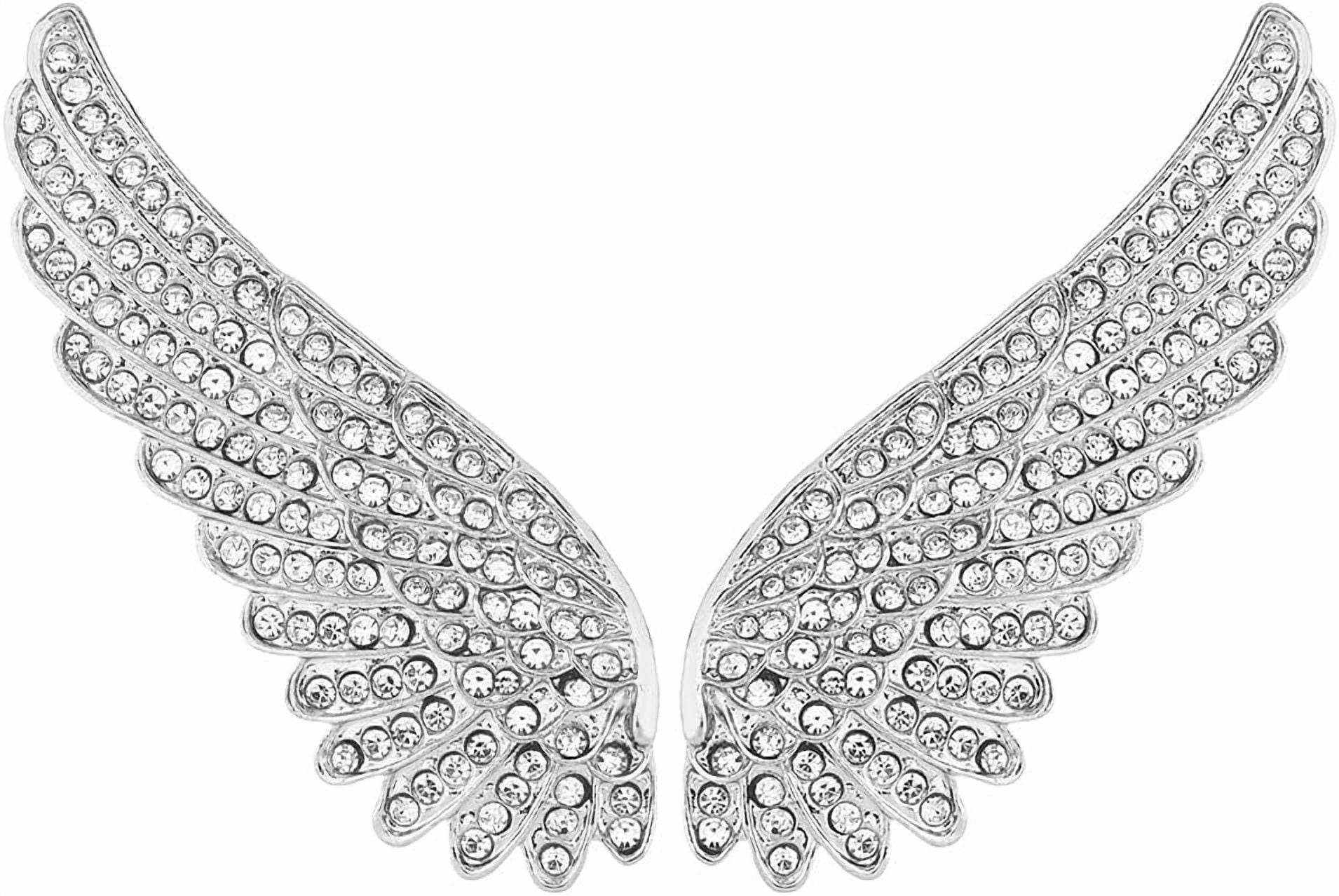 2Pcs Angel Wings Brooch Pins Wing Alloy Rhinestone Brooches Platinum ...