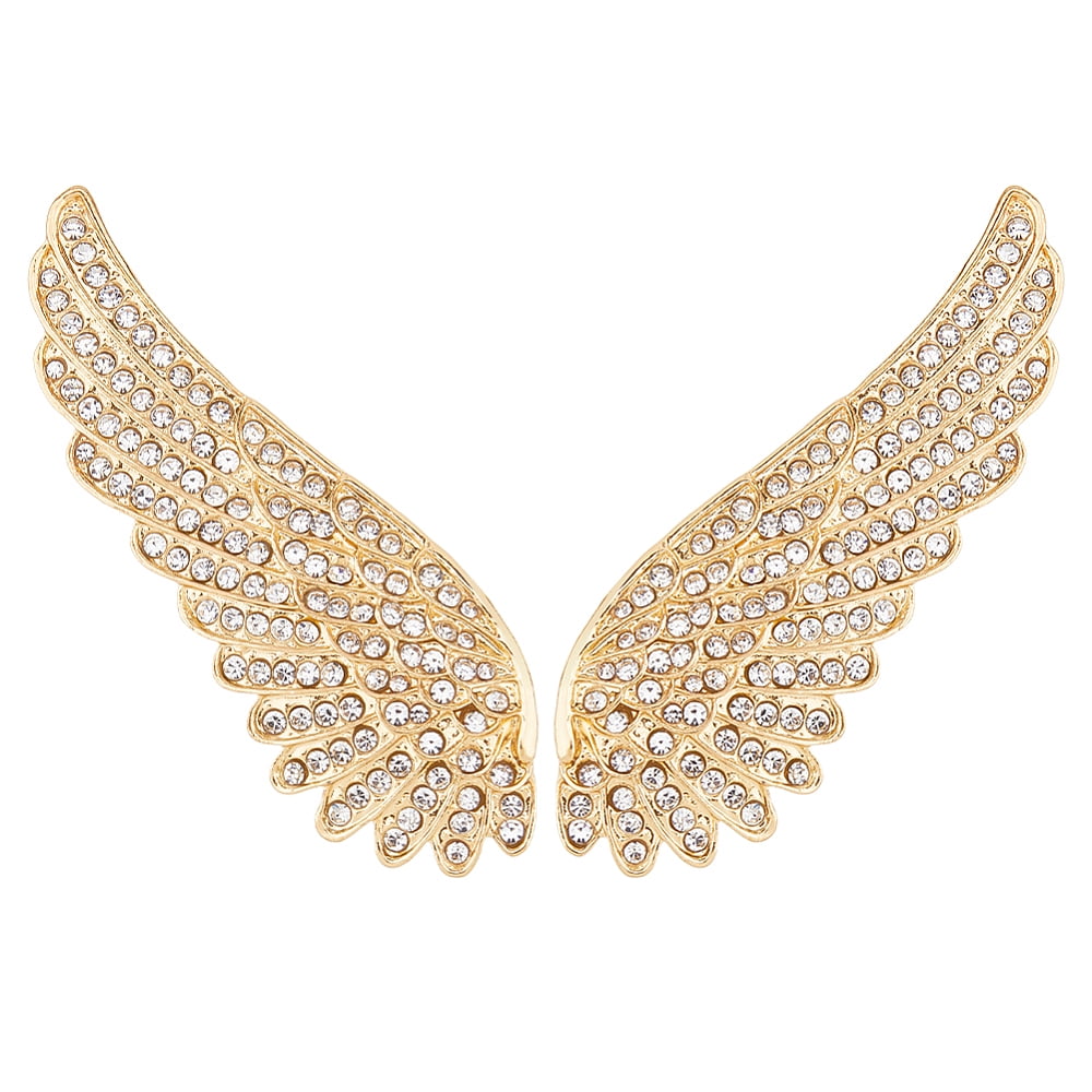 2Pcs Angel Wings Brooch Pins Wing Alloy Rhinestone Brooches Platinum ...