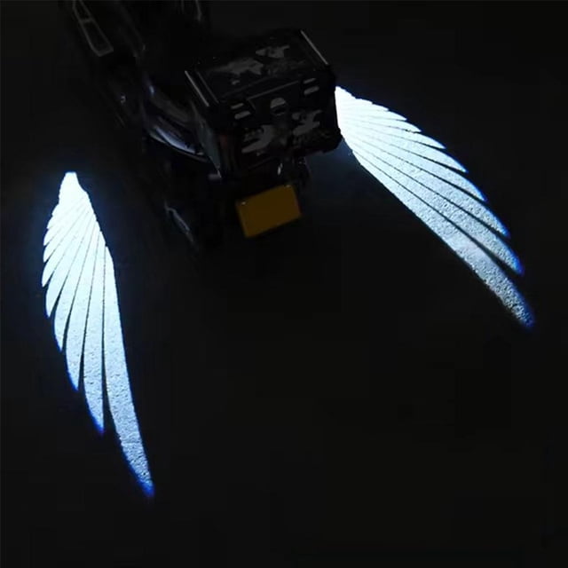 2Pcs Angel Wings Projection Light, Motorcycle Logo LED Light, Universal ...