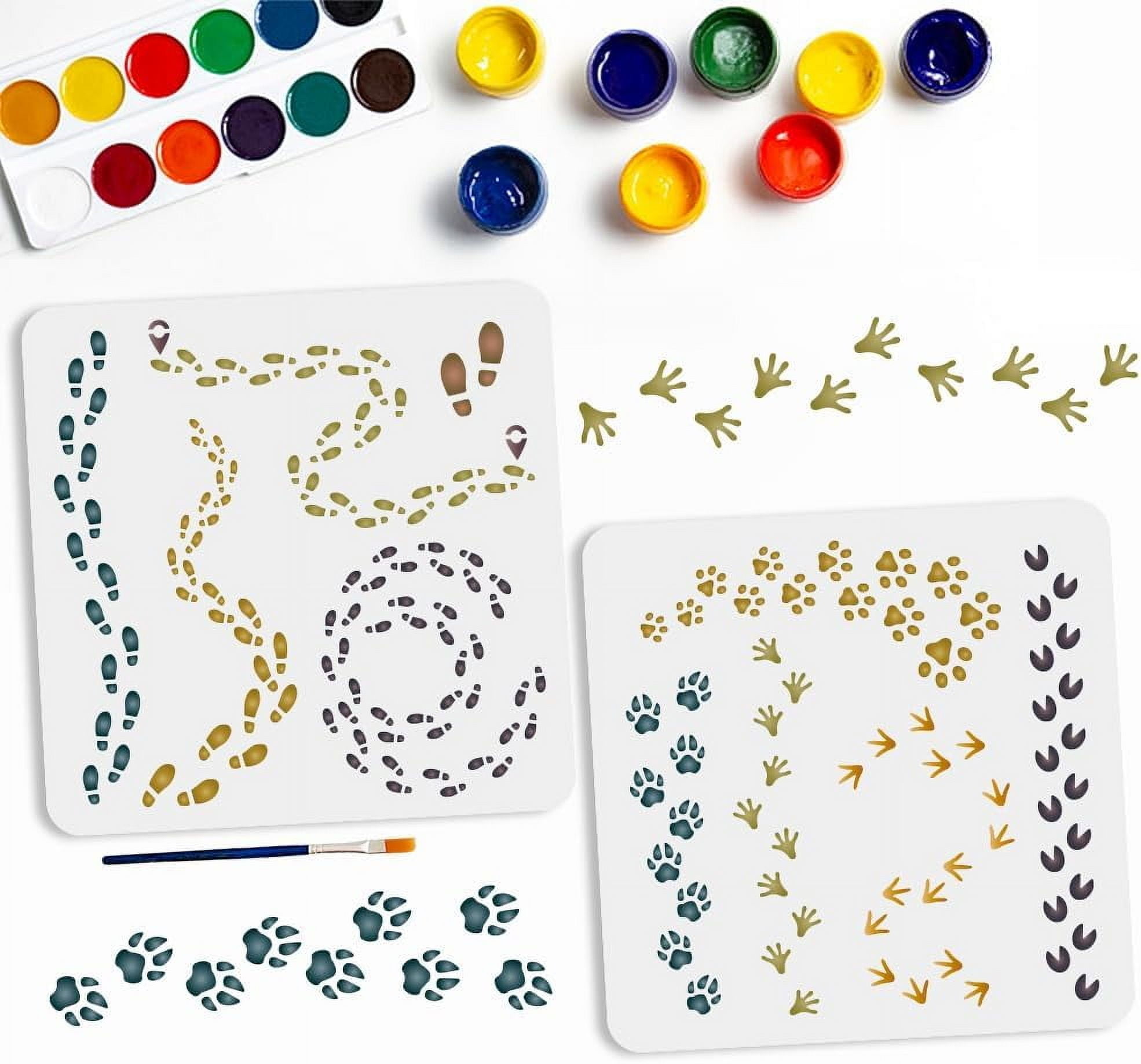 2Pcs Animal Footprint Stencils 11.8x11.8inches Reusable Small Footprint ...