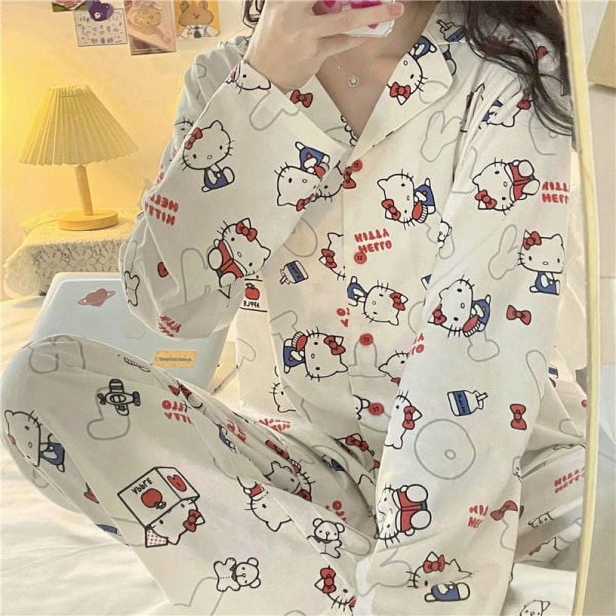 2Pcs Anime Sanrioed Hello Kittys Pajamas Kuromi Kawaii Cartoon ...