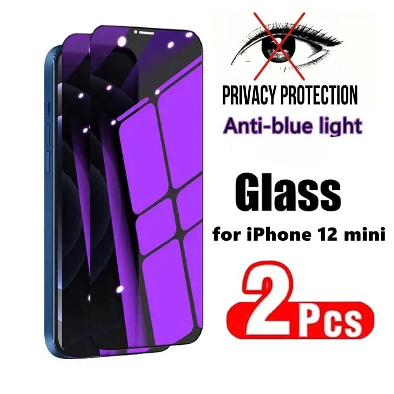 2Pcs Anti Blue Light Privacy Tempered Glass for iPhone 15 Pro Max 14 ...