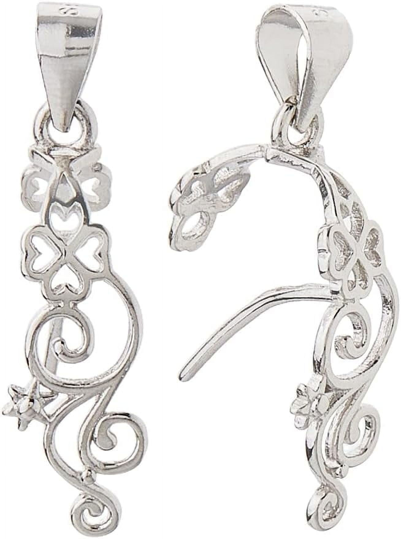 2Pcs Anti-Tarnish Rhodium Plated Sterling Silver Ice Pick Pinch Bails ...