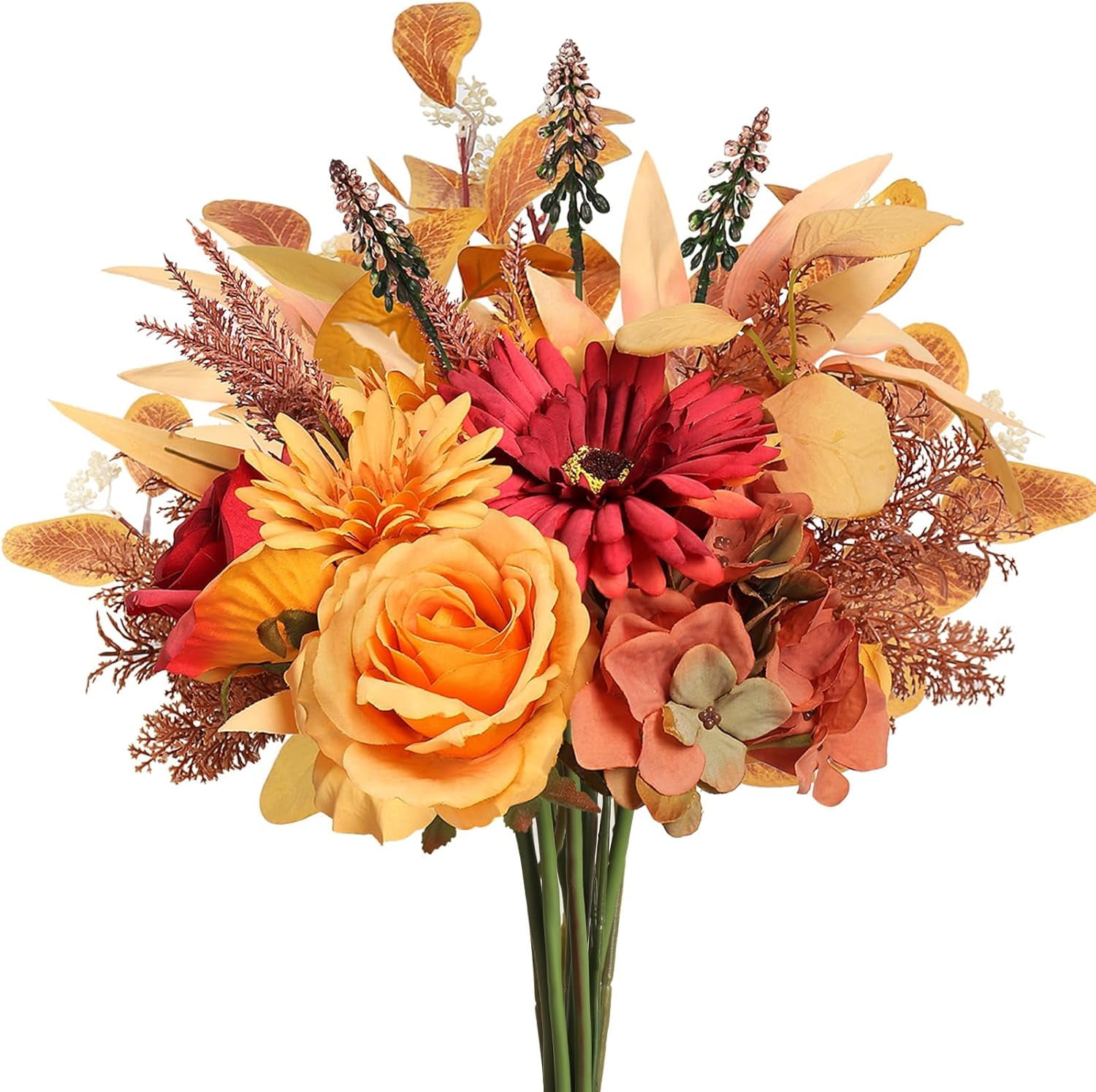 2Pcs Artificial Fall Flowers Bouquet for Decoration, Fall Fake Silk ...