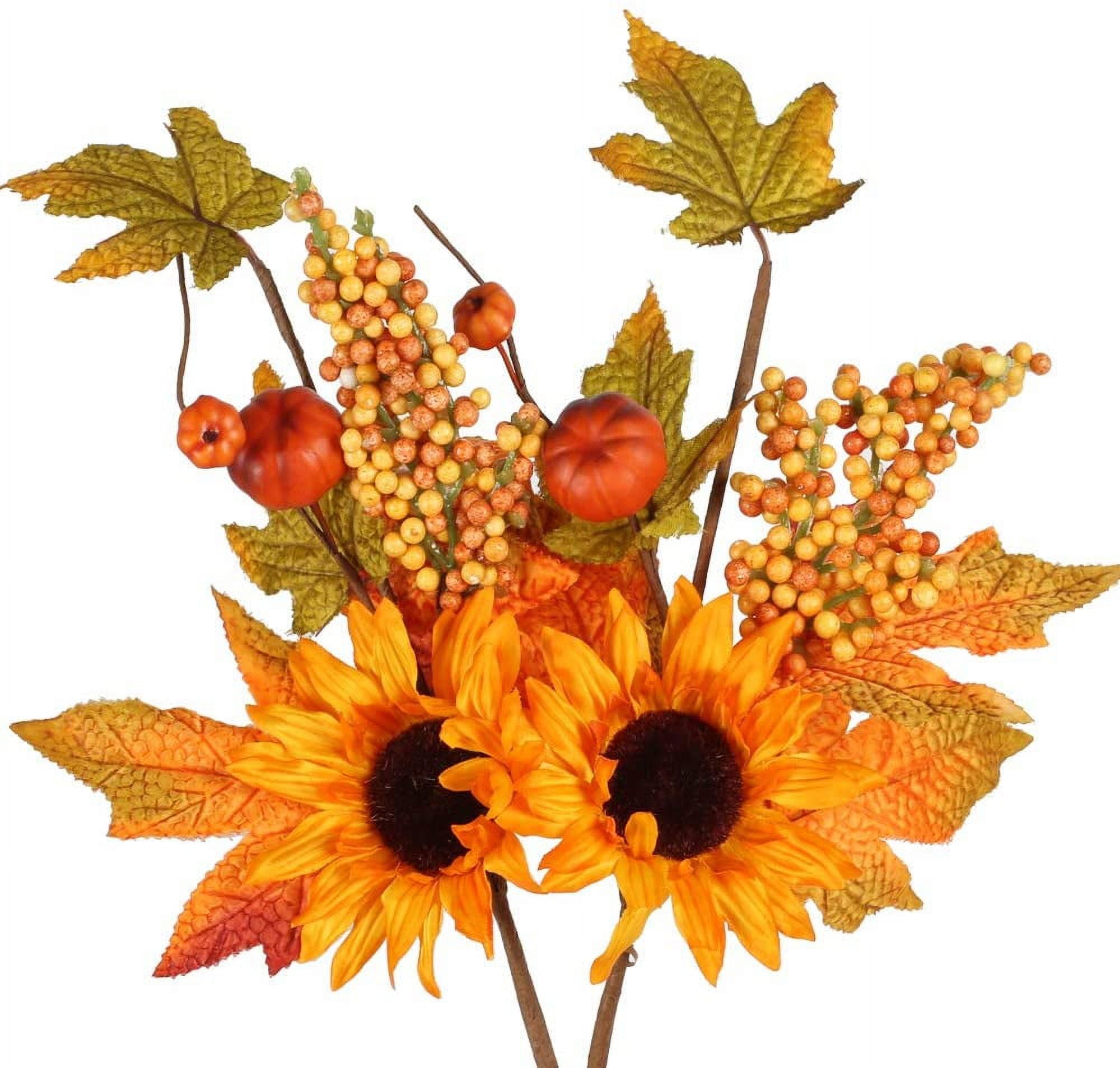 2Pcs Artificial Fall Maple Flowers Bundles Silk Sunflowers Bouquets ...