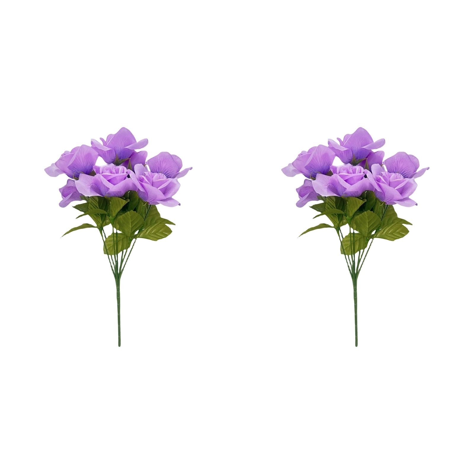 2Pcs Artificial Rose Bouquet, 14 Inch Realistic Fabric Roses for ...