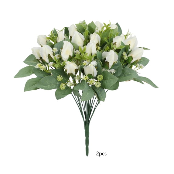 2Pcs Artificial Rose Bouquet - Realistic Plastic Faux Roses for Wedding ...